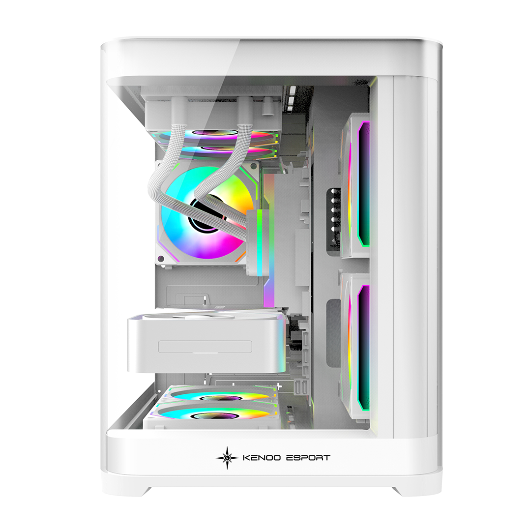 Vỏ case KENOO ESPORT MK400 - Trắng (mATX / Mid Tower)