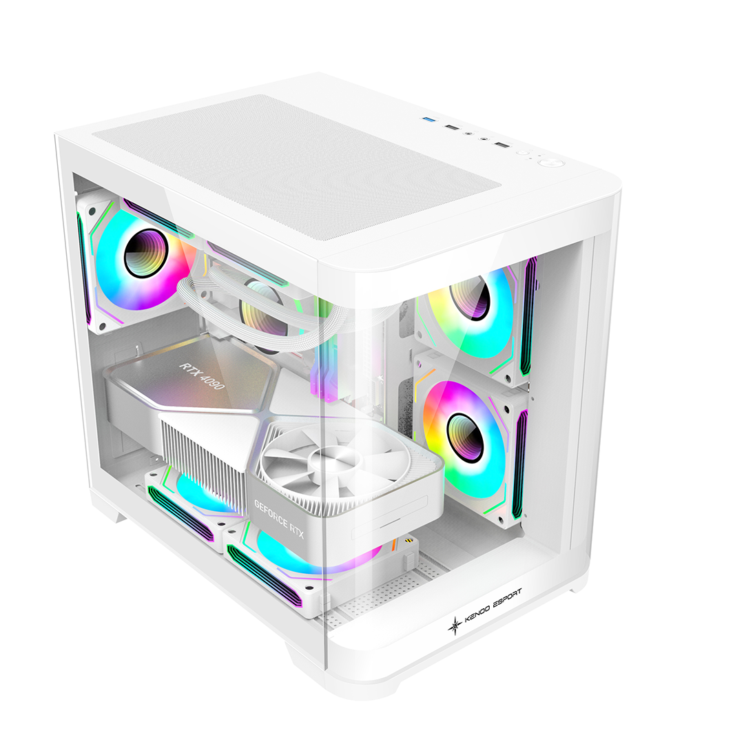 Vỏ case KENOO ESPORT MK400 - Trắng (mATX / Mid Tower)