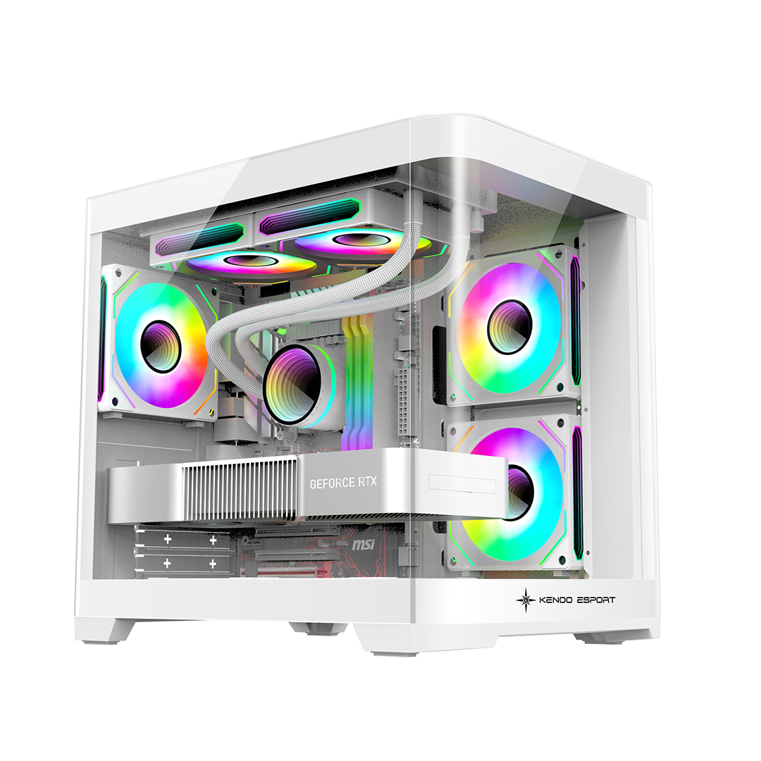 Vỏ case KENOO ESPORT MK400 - Trắng (mATX / Mid Tower)